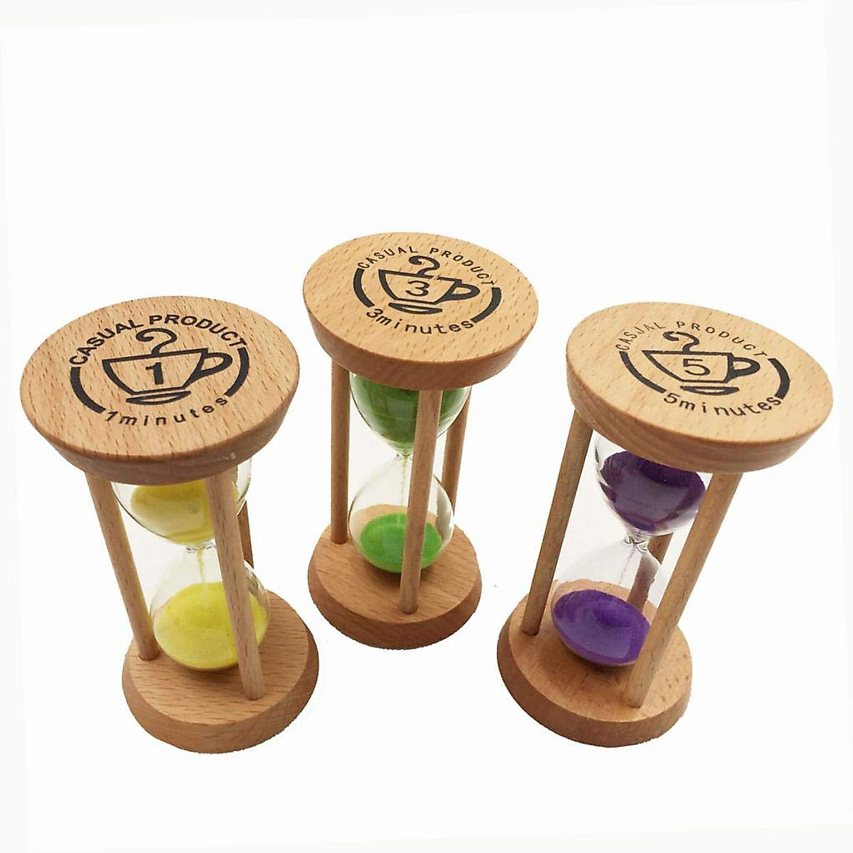 Backbayia 6 Pieces Colorful Sand Timer 30s/1/2/3/5/10 Minutes Hourglass Sandglass for Kids, Classroom, Kitchen, Games (Round)