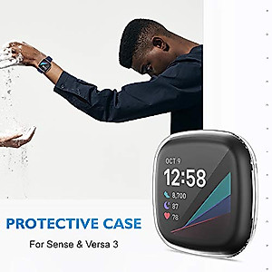 ZEBRE [4-Pack] Screen Protector Case Compatible with Fitbit Sense/Versa 3, TPU Rugged Bumper Case Cover All-Around Protective Plated Shell Accessories [Scratch-Proof] for Sense Smartwatch
