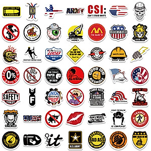 Funny Hard Hat Stickers, 98 Pcs Hardhat Vinyl Waterproof Cooler Construction Stickers Sheets for Kids Teens Adults, Water Bottle Scrapbook Phone Laptop Helmets Durable Decals