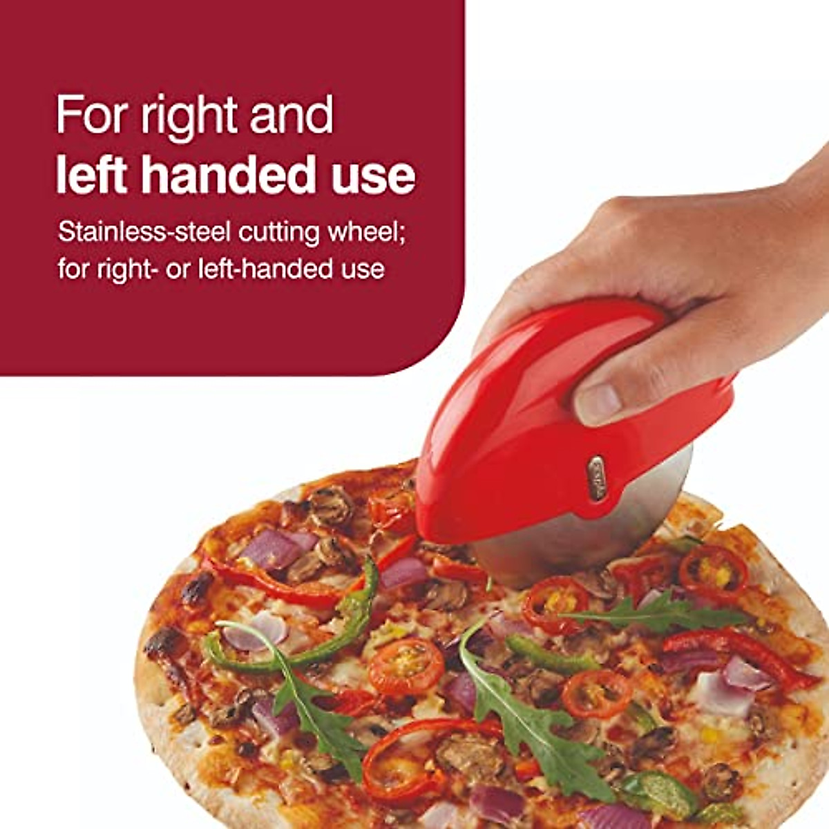 Zyliss Pizza Wheel - Handheld Pizza Cutter with Removable Blade - Plastic Pizza Cutter with Stainless Steel Blade - Kitchen Tool and Gadget for Right- and Left-Handed Use - Dishwasher Safe