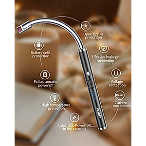 VEHHE Candle Lighter, Electric Rechargeable Arc Lighter with LED Battery Display Long Flexible Neck USB Lighter for Light Candles Gas Stoves Camping Barbecue