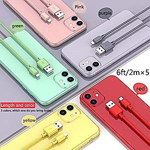 iPhone Fast Charger Cable 5Pack color [Apple MFi Certified] 6FT Long Lightning Cable High Speed Charging Data Sync USB Cord Compatible iPhone 13/12/11 Pro Max Mini/XS MAX/XR/X/8/7/Plus/6S iPad AirPods
