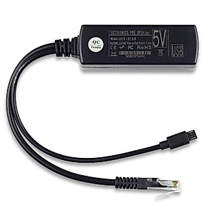 UCTRONICS IEEE 802.3af Micro USB Active PoE Splitter Power Over Ethernet 48V to 5V 2.4A for Tablets, Dropcam or Raspberry Pi 2/3B+ (48V to 5V 2.4A)