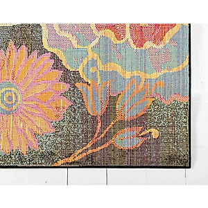 Unique Loom Lyon Collection Area Rug - Kennedy (2' 7" x 10' Runner, Black/ Green)