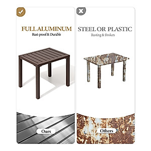 Crestlive Products Outdoor Side Table,Aluminum Rectangular Side/End Table, Small Patio Coffee Bistro Table for Outdoor Indoor (Brown)