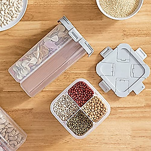 WINIAER Cereal Storage Containers Airtight, Clear 2.8L Food Storage Containers with Lids and Compartments, Spaghetti Noodle Container for Grain, Flour, Rice, Nuts