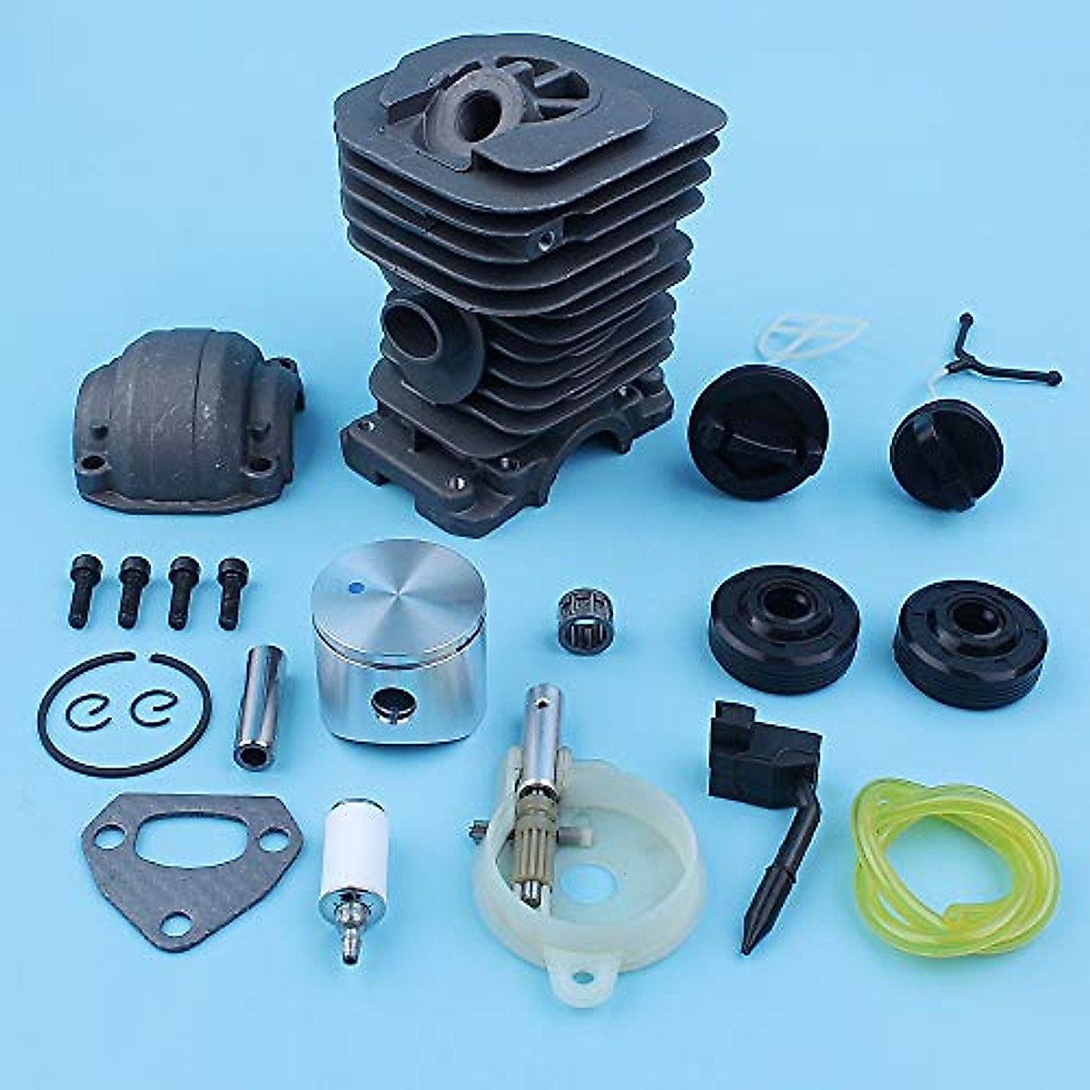 Laliva tools - 40mm Cylinder Piston Kit For Husqvarna 141 142 137 136 Chainsaw WT Engine Pan Oil Seal Pump Fuel Line Filter Muffler Gasket