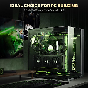 AsiaHorse PSU Cable Extension Kit, 24Pin/4+4 EPS/6+2 PCI-E 16AWG Power Supply Sleeved Cable Kit for Two-Way CPU Performance, 6kit Pro Clear Series