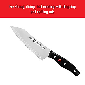 ZWILLING Twin Signature 7-inch Hollow Edge Rocking Santoku Knife, Razor-Sharp, Made in Company-Owned German Factory with Special Formula Steel perfected for almost 300 Years, German Knife