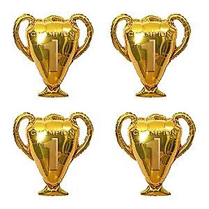 4 Pcs 28x25 inch Champion Trophy Aluminum Foil Balloon for Sport Basketball Football Anniversary Birthday Party Decor Supplies