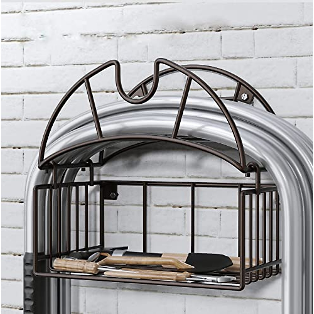 Lamir Hose reel Garden Hose holder with Tool Storage Basket, Heavy Duty Metal Water Hose holder Wall Mount, Garden Water Hose Reel Storage for Outer Yards and Garden Lawns