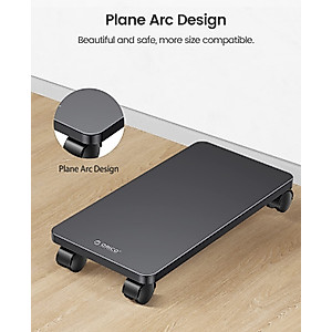 Metal Computer Tower Stand, ORICO Mobile CPU Holder, 4 Caster Wheels Computer Tower Stand Carts on Carpet Fits for Most Computer Tower, Gaming PC, PC Holder, ATX Case（Black, 16.14 * 8.38 * 0.78inch）