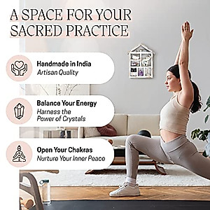 WANDA LIVING Artisan Crystal Shelf Display - Natural Wood Shelf for Crystals, Gems, Oils & More - Boho Mini-House Crystal Display Shelf - Crystal Display Case for Energy, Mindfulness & Peace