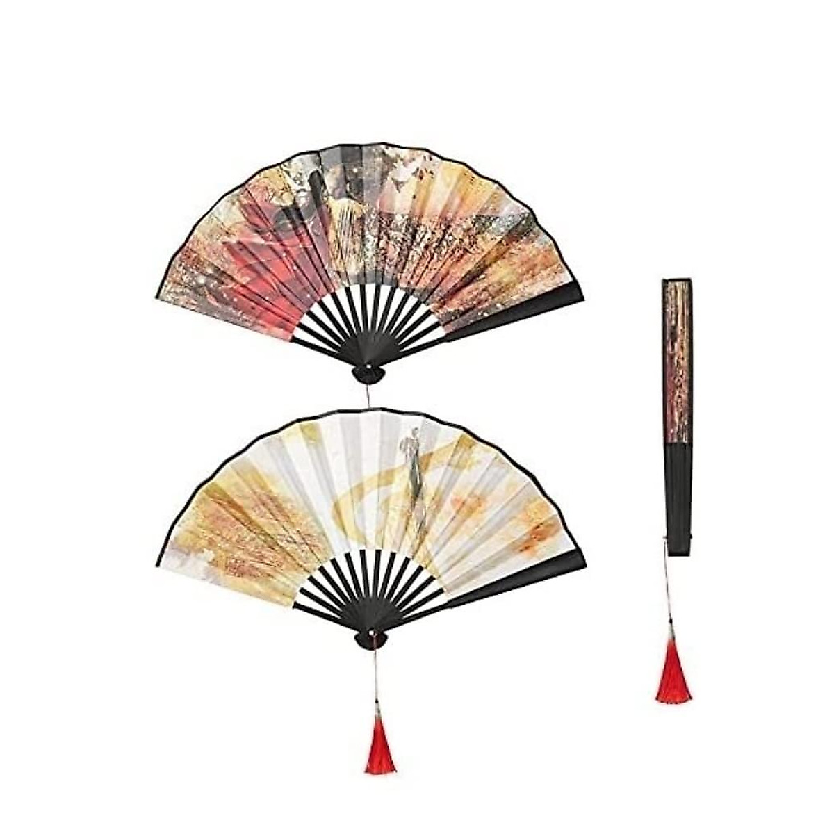 Folding Hand Fan Folding Fan Handheld Folded Fan Hanfu Bamboo Folding Fan, Foldable Ancient, Hand Foldable Fan, 2 Printed Sides, Cosplay Costume Fan Foldable Fan Hand Held Fans