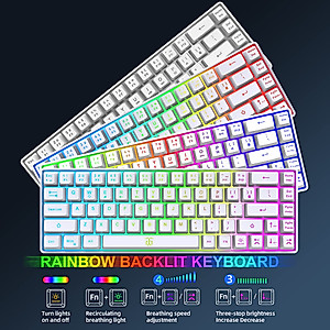 Snpurdiri 60% Wireless Gaming Keyboard and Mouse Combo,LED Backlit Rechargeable 2000mAh Battery,Mini Mechanical Feel Anti-ghosting Keyboard +Popular RGB Gaming Mice for PC Gamer (White)