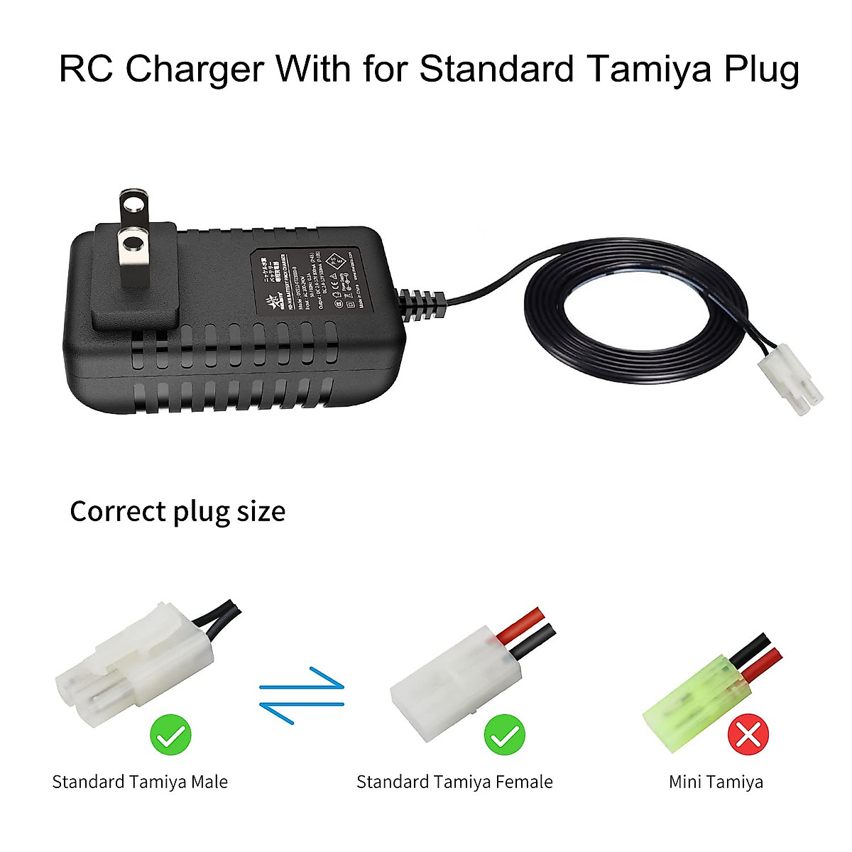 melasta 7.2V 8.4V 9.6V RC Battery Charger Compatible with Traxxas and Standard Tamiya 2.4V-12V(2S-10S) NiMH NiCd RC Car/Airsoft Battery Pack