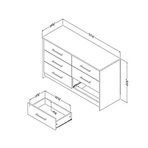 South Shore Londen 6-Drawer Double Dresser, Weathered Oak and Ebony