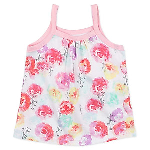 HonestBaby 5-Pack Cami Tops Sleeveless T-Shirts 100% Organic Cotton for Infant and Toddler Baby Girls (Legacy), Wild Rainbow, 4T