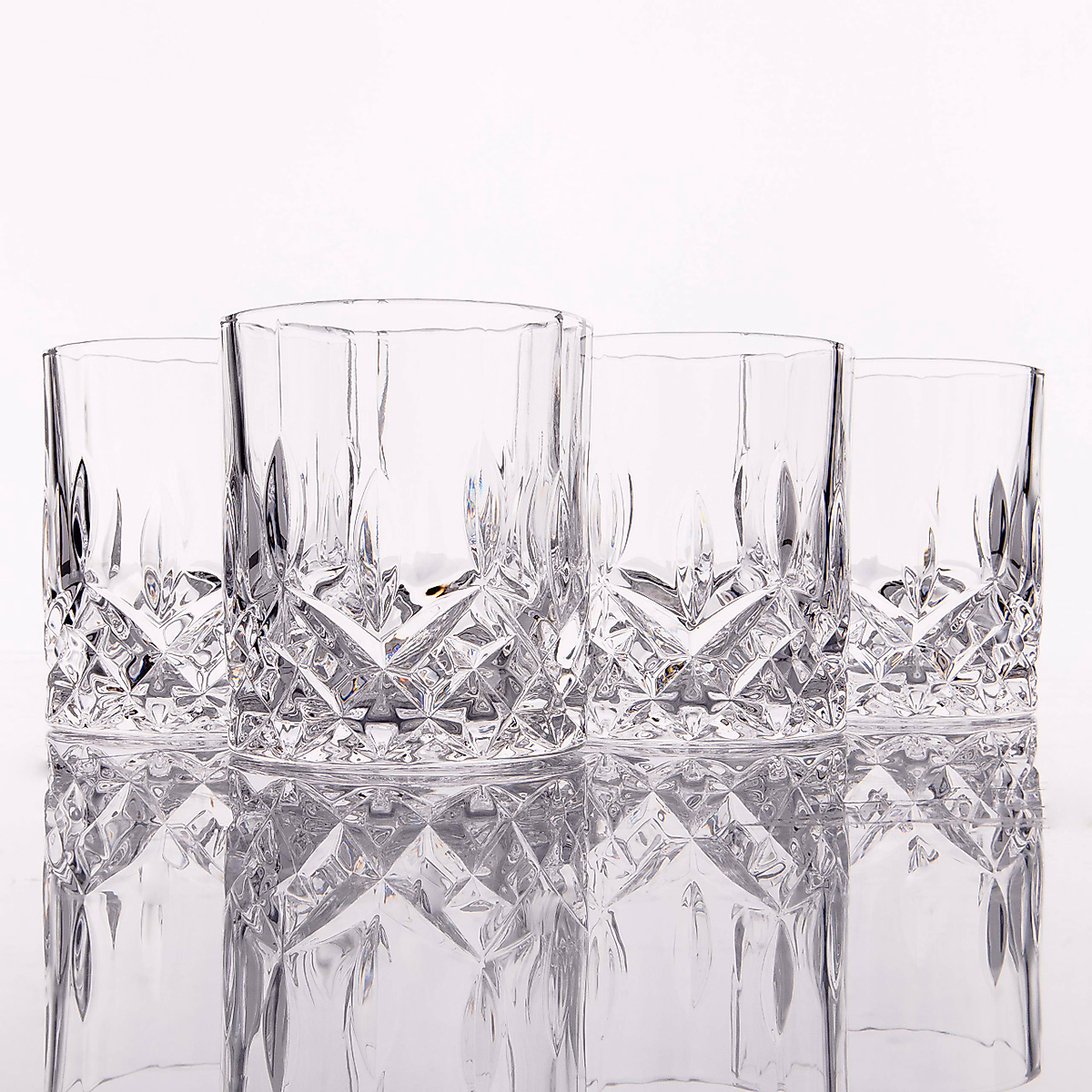 LEMONSODA Crystal Cut Double Rocks Old Fashioned Whiskey Glasses - 10oz Ultra-Clear Premium Lead-Free Crystal Glass Tumbler For Drinking Bourbon, Scotch, Cognac, Cocktails (Set of 2)