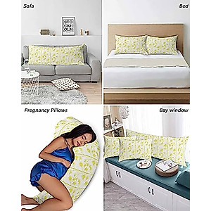 Edwiinsa Yellow Floral Pillow Covers Standard Size Set of 2 Bed Pillow, Botanical Modern Abstract Art Aesthetics Plush Soft Comfort for Hair/Skin Cooling Pillowcases with Envelop Closure 20''x26''