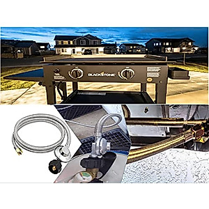 MCAMPAS 6Ft Propane Regulator and Hose, Propane Elbow Adapter 3/8 inch Male Flare Universal Fit for Blackstone Griddle Grill,Blackstone 17"/22"/28"/36" Griddle Gas Grill Regulator Replacement