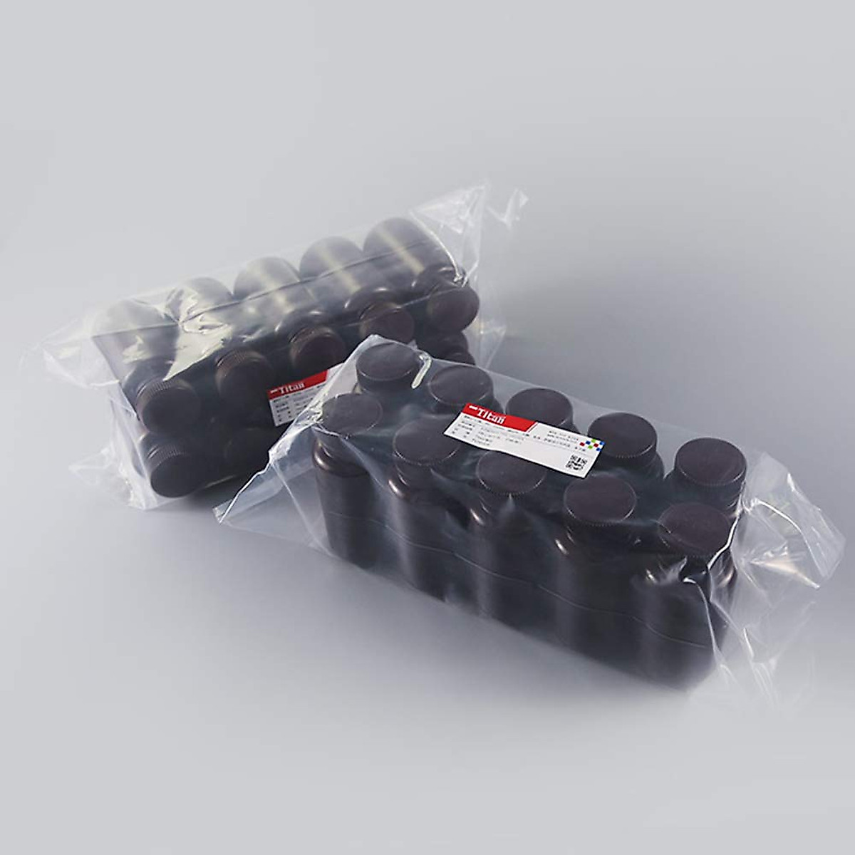 JRLGD HDPE Wide Mouth Plastic Bottles with Caps, Lab Sample Bottle Reagent Bottle, 250ml, Brown, Pack of 10