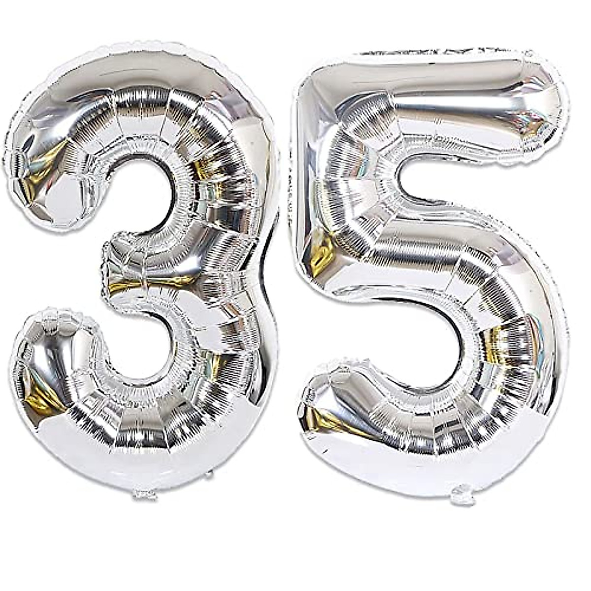 Number 35 Balloon 40 Inch Giant Foil Helium Balloons Jumbo 35 Number Balloons for Birthday Anniversary Festival Party Home Office Decor, Silver 35