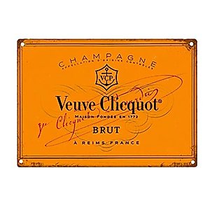 Veuve Clicquot Brut Champagne Retro Metal Tin Sign Vintage Aluminum Plaque for Home Coffee Shop Poster Wall Decor 12x16 Inch/30x40cm, White-1