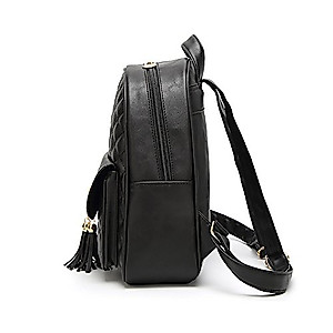 I IHAYNER Women's Simple Design Quilted Backpack Mini Backpack for Women 3 Pcs Leather Backpack Purse for Women Mini Backpack for Ladies Black