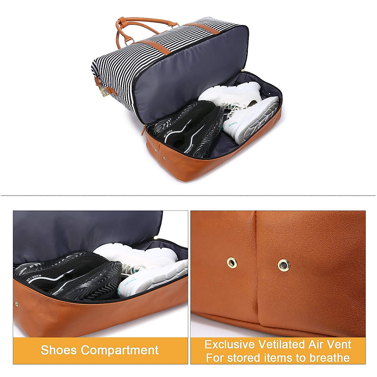 Sucipi Weekender Bags for Women Canvas Travel Duffel Bags with Shoe Compartment Overnight Bag Carry on Duffel Bag with Toiletry Bag for Travel Daily Use Hospital