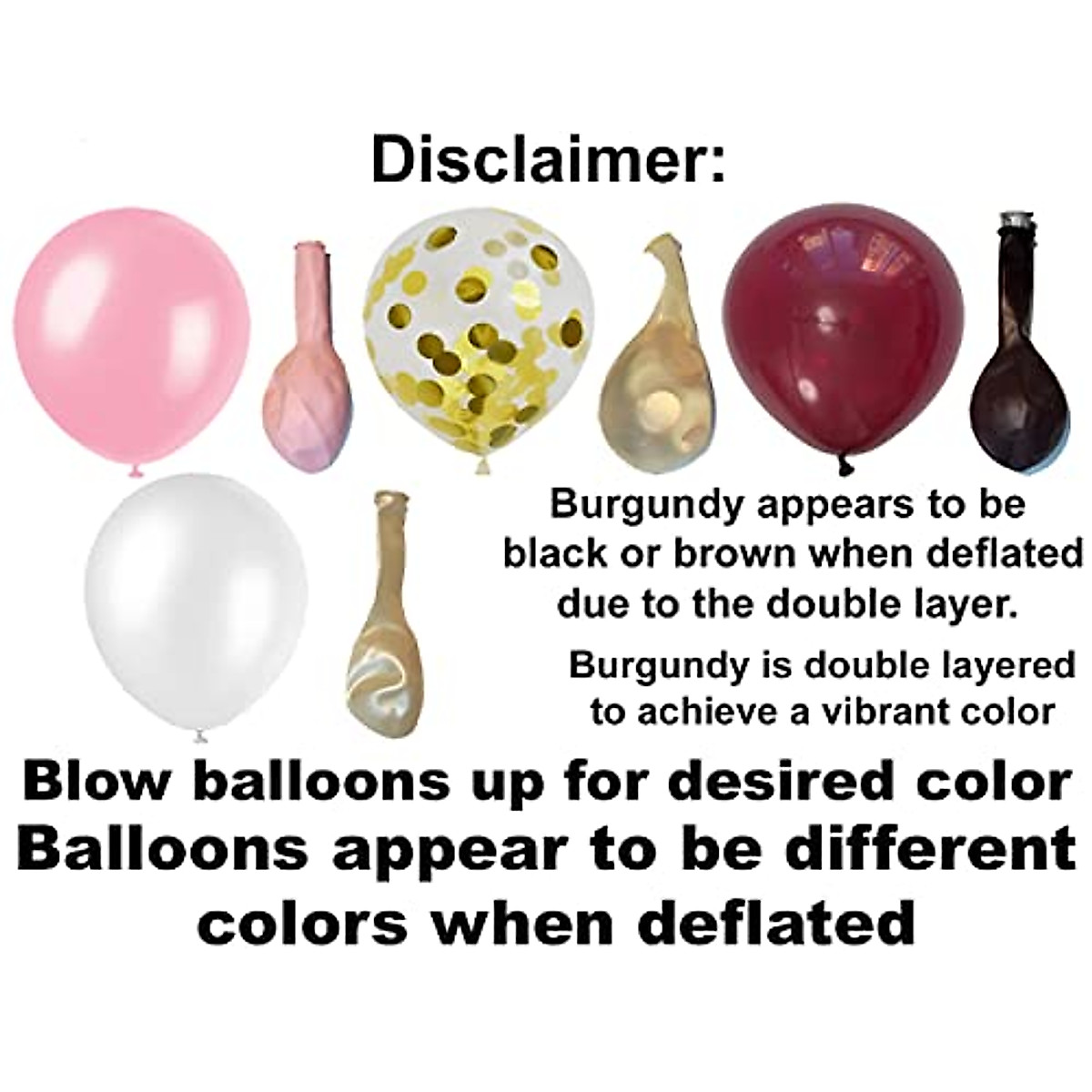 famzigo Burgundy balloon garland kit - 16.5 FT, rose gold, pink, metallic, white, clear with gold confetti, party decorations, wedding decoration, baby shower decor,100 glue dot pcs balloon arch