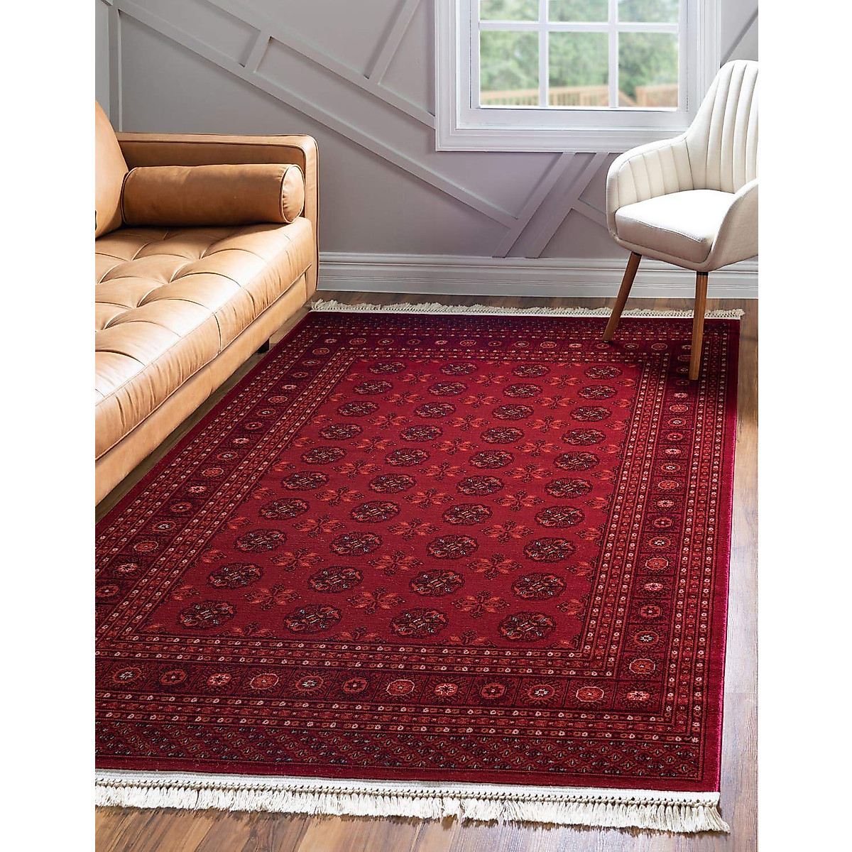 Unique Loom Tekke Collection Over-Dyed Saturated Traditional Torkaman Area Rug, 8 ft x 11 ft, Red/Burgundy