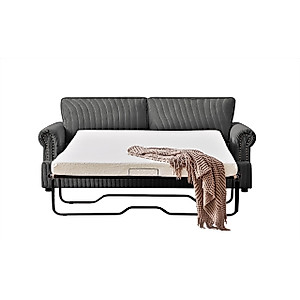 Container Furniture Direct Reversible Sleeper Sofa with Memory Foam Mattress, Comfortable and Durable Full Size Bed Couch for Living Rooms, Upholstered with Corduroy Fabric, 70" Wide, Grey