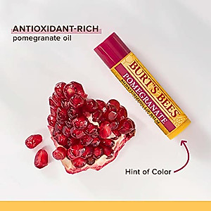 Burt's Bees Lip Balm - Pomegranate, Lip Moisturizer With Responsibly Sourced Beeswax, Tint-Free, Natural Origin Conditioning Treatment, 4 Tubes, 0.15 oz.