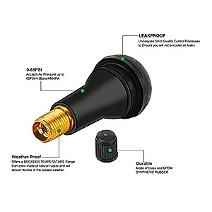 CDWTPS TR414 Tire Valve Stem,Rubber Snap-in Short Black Stem for Tubeless 0.453 Inch 11.5mm Rim Holes on Standard Vehicle Tires(8pcs/Bag)