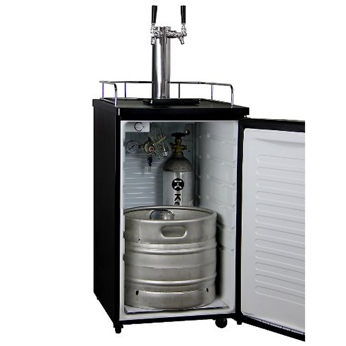 Kegco K199SS-2P Kegerator Two Keg Beer Cooler - Premium Double Faucet D System Kit - Stainless Door