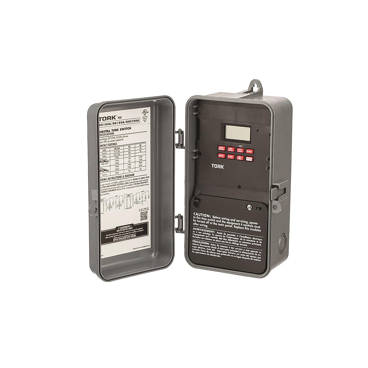 NSI DG100A Series DG100 Multipurpose Control 365/7 Day Time Switch, 120-277 VAC Input Supply, 1 Channel, DPDT Output Contact