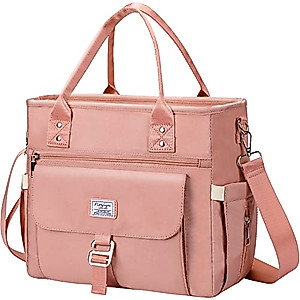 Lunch Bags for Women - Pink, Designer Insulated Lunch Tote Bag With Adjustable Shoulder Strap, Leakproof Water-resistant Lunch Box for Adult Work Picnic School