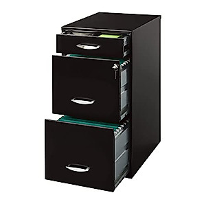 LUGEMA Vertical Filing Cabinet 18" W, 3-Drawer Organizer File Cabinet/Metal Organizer File Cabinet for Letter/A4 Size,Fully Assembled, Black