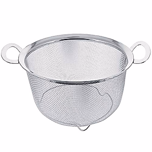 U.S. Kitchen Supply 3 Quart Stainless Steel Mesh Net Strainer Basket with a Wide Rim, Resting Feet and Handles - Colander to Strain, Rinse, Fry, Steam or Cook Vegetables & Pasta