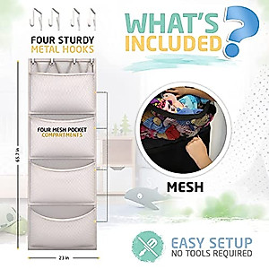 The Original Stuffed Animal Storage (Patent Pending) - Over Door Organizer for Stuffies, Baby Accessories, Toy Plush Storage / Breathable Hanging Storage Pockets Big Girls Toddler Large Bag Animals