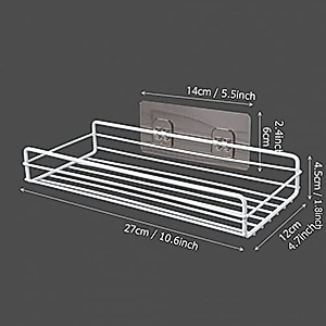 Muellery Adhesive Wall Mounted Shelf Bathroom Kitchen Storage Shower Caddy Rack White TPQU100572