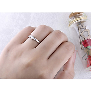 Dazzlingrock Collection 0.05 Carat Round White Diamond Flower Marquise illusion Set Ring for Women in 925 Sterling Silver Size 6