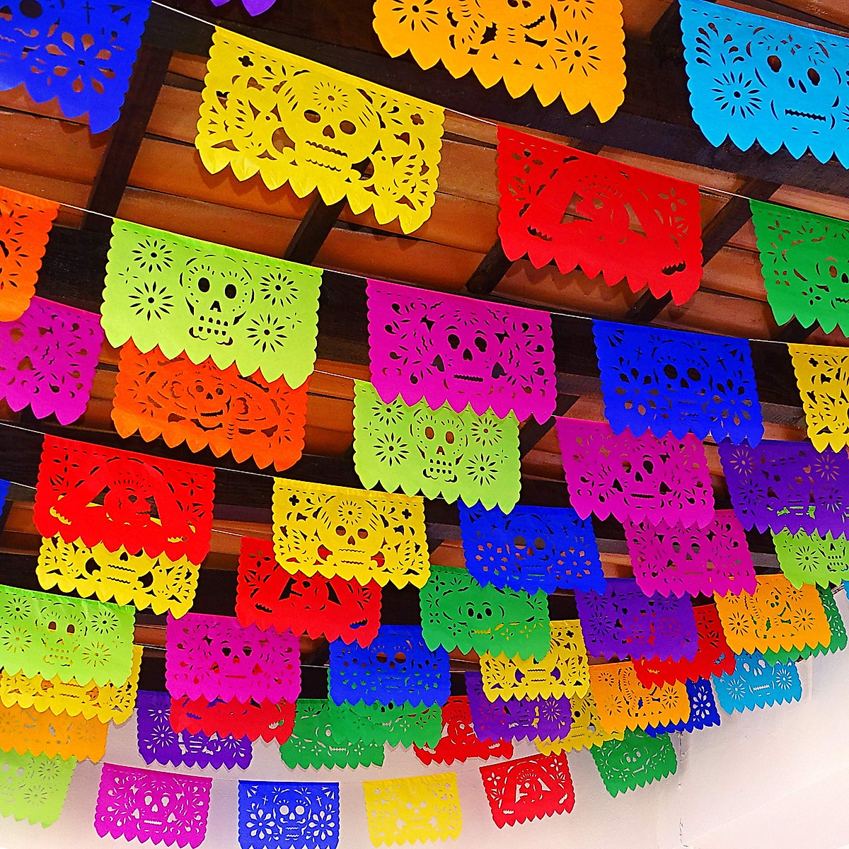 Dia de Los Muertos Papel Picado, Day of The Dead Banners, Dia de Los Muertos Altar 5 Pack|Tissue Paper