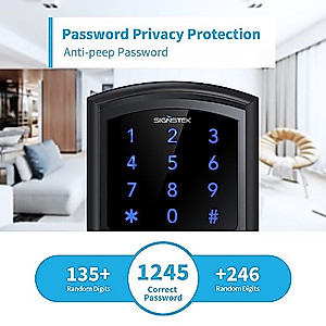 Signstek Keyless Entry Door Lock,Digital Smartcode Lock for Front Door,Keypad with Handle and Security Key,Touchscreen,Easy Installation, Matte Black