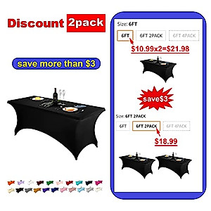 FORLIFE Spandex Table Covers 6ft，Fitted Tablecloth for 6ft Rectangular Tables, Stretch Patio Table Covers, Universal Spandex Table Cover for Wedding, Banquet, Party (6ft, Black)