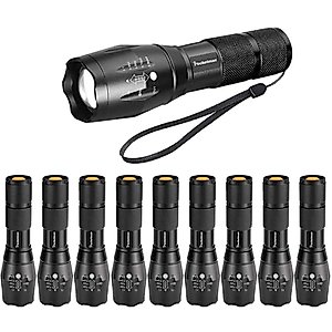 LED Tactical Flashlight Super Bright 2000 Lumen LED Flashlights Portable Outdoor Water Resistant Torch with 5 Light Modes（10Pack）