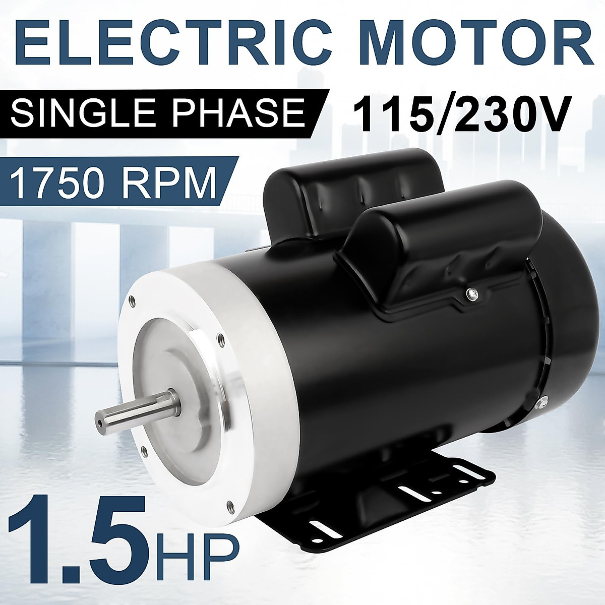 1.5HP Electric Motor General Purpose Single Phase Motor 1750RPM 56C 115/230V 5/8"Shaft Diameter CW/CCW TEFC IP55 60HZ