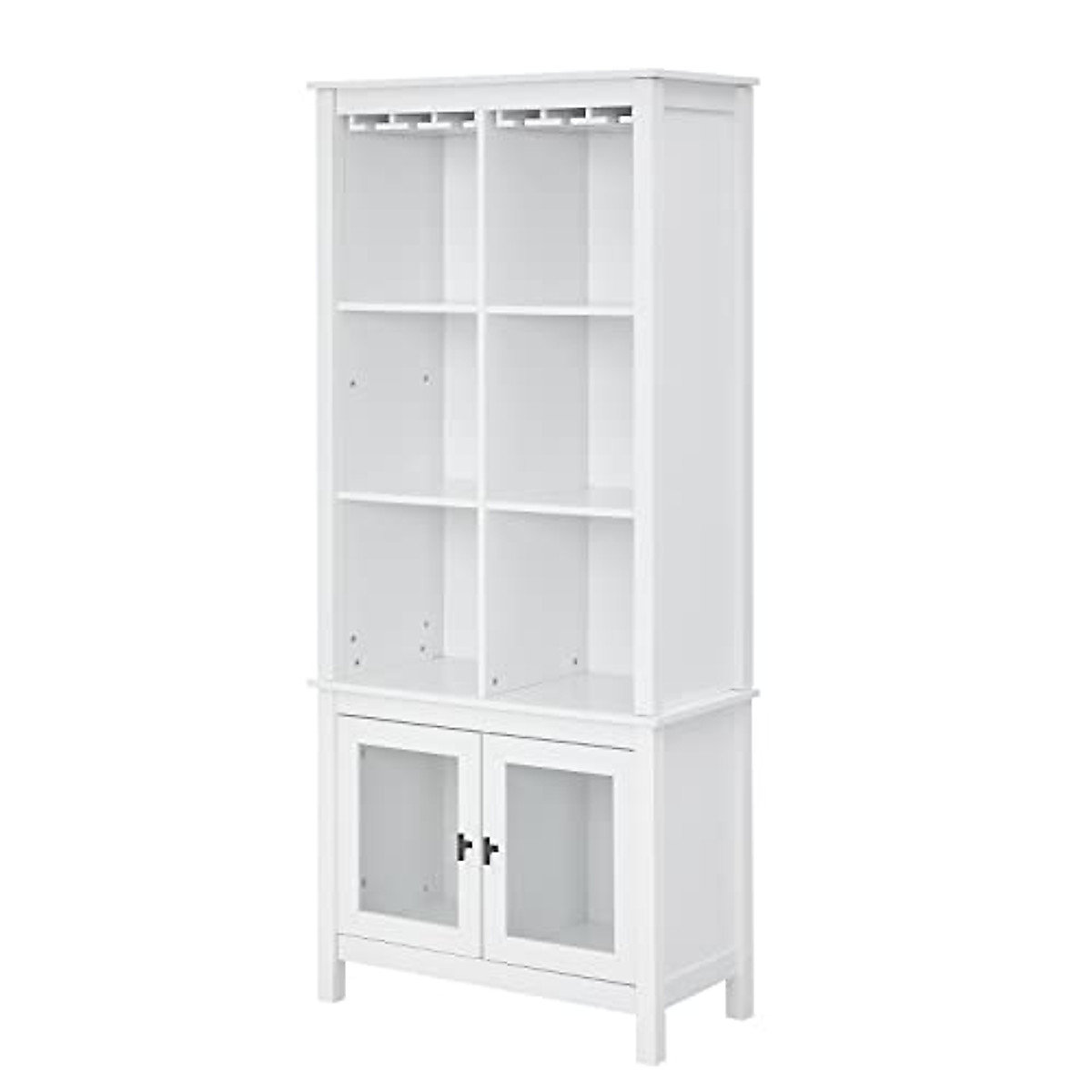 Home Source Jill Zarin White Bar Cabinet Bookshelf with Glass Doors