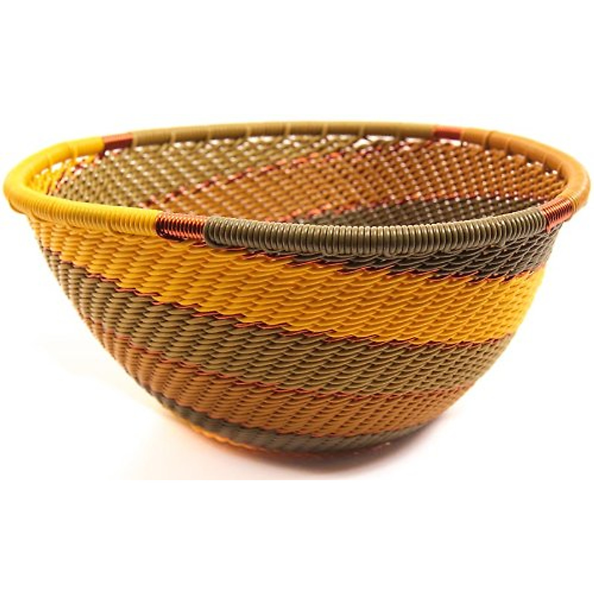 Fair Trade Zulu African Wire Triangular Bowl Papaya, Approximately 4.5" Across, WB05T.PY.28387